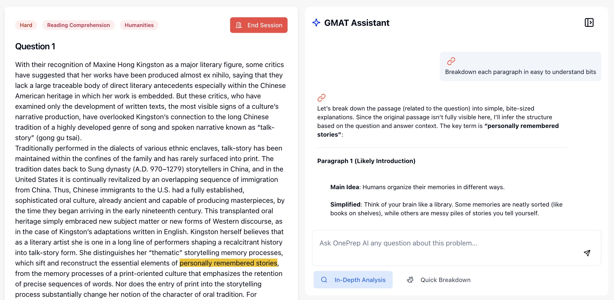 OnePrep — Free AI-Powered GMAT Practice